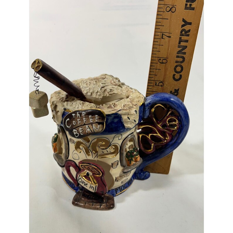Vintage Blue Sky Corp 2001 Coffee Bean Mug House Tealight Holder ...