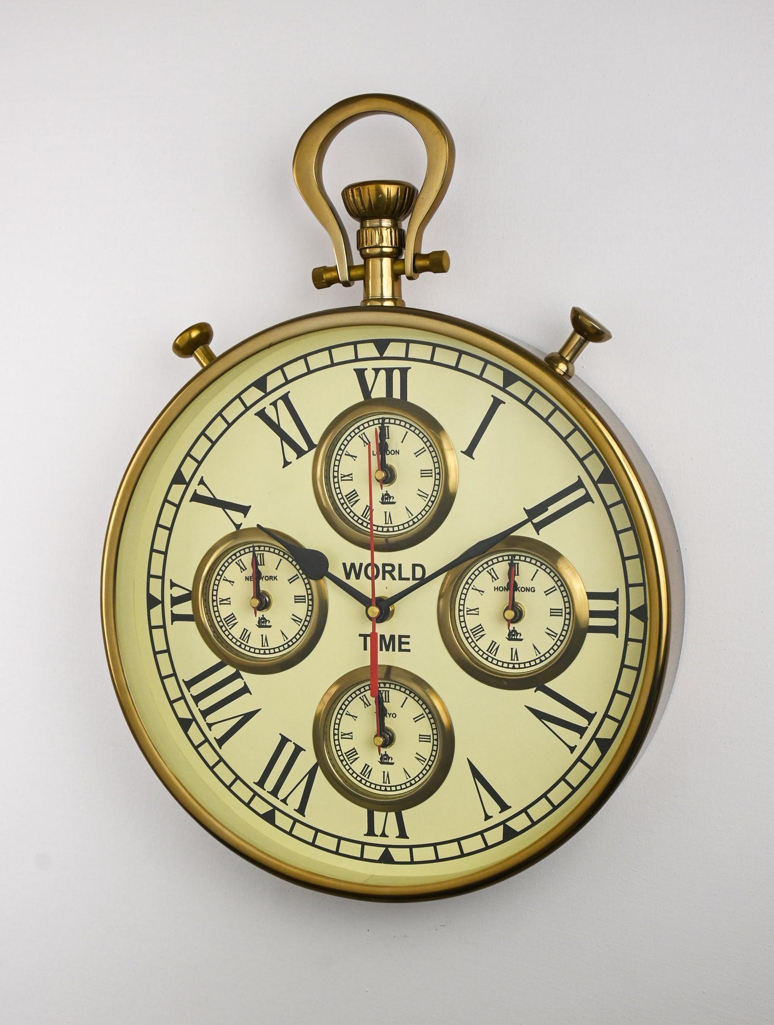 Vintage World Time Wall Clock – Decorative Roman Numeral Wall Clock ...