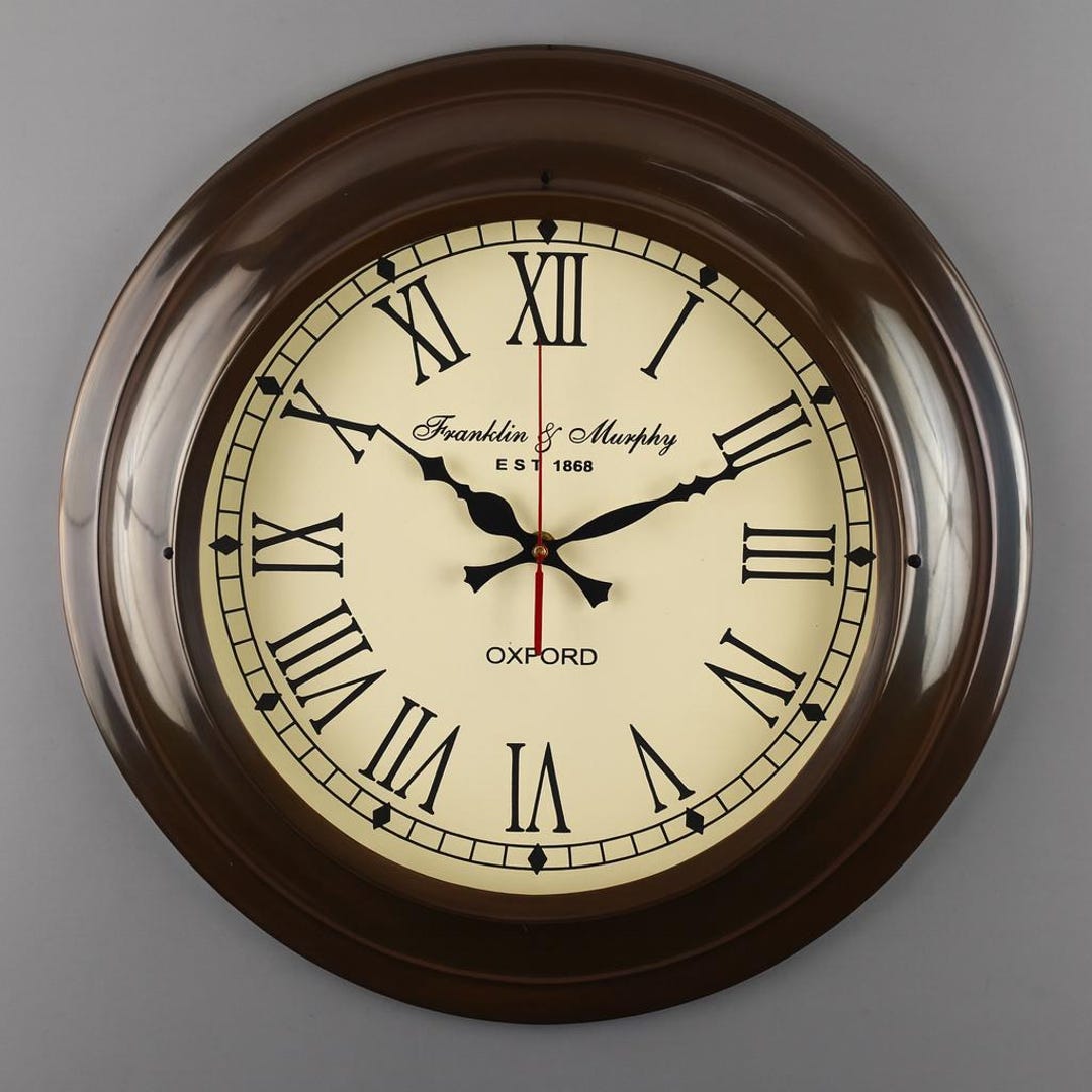 Vintage Large Roman Numeral Clock, Silent Quartz Movement, Bronze ...