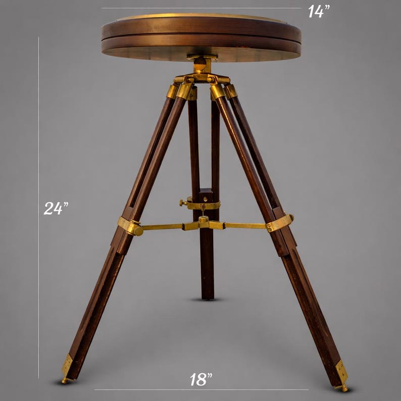 Vintage Nautical Compass Side Table | Handmade Wooden Tripod Table ...