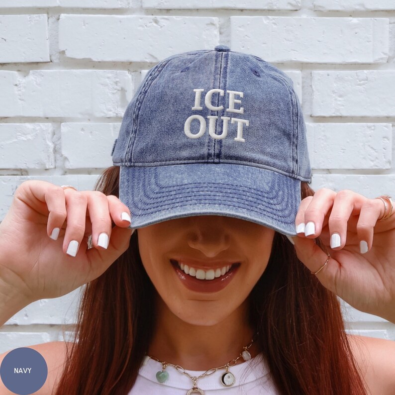 ICE OUT Embroidered Hat, Personalized Vintage Washed Cotton Cap ...