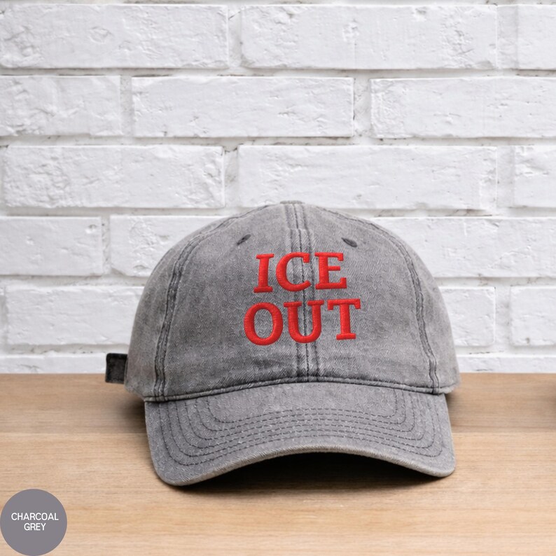 ICE OUT Embroidered Hat, Personalized Vintage Washed Cotton Cap ...