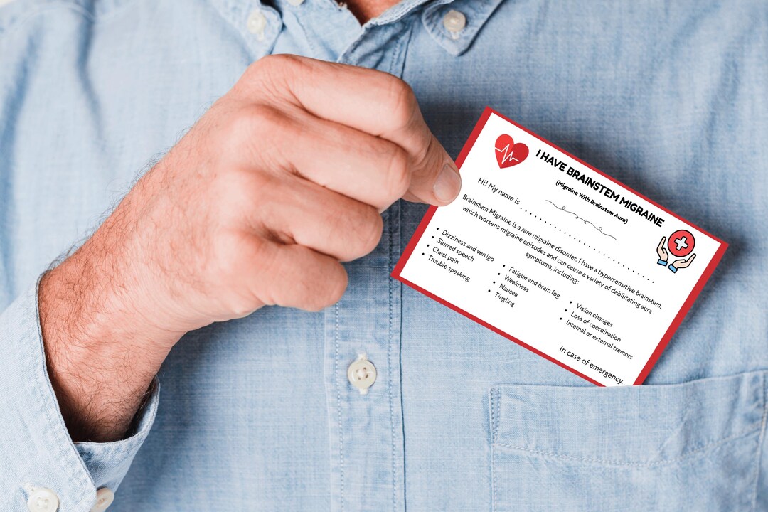 Printable Brainstem Migraine Medical Card, Migraine With Brainstem Aura ...
