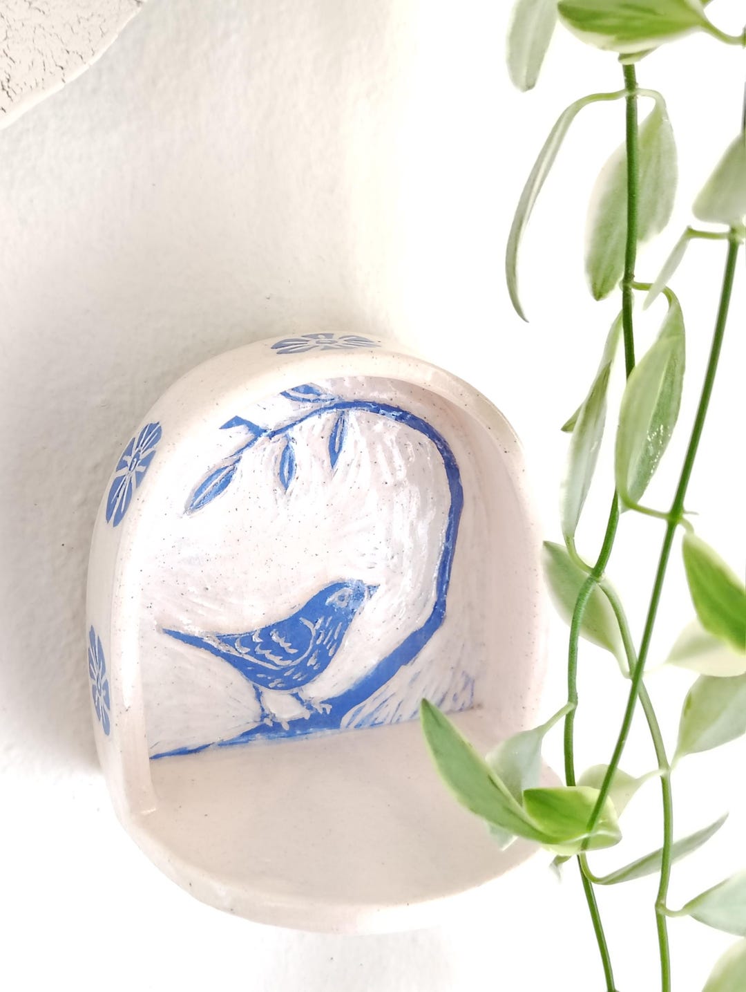 Blue Bird Ceramic Altar, Blue and White Ceramic Shrine, Carving Ceramic ...