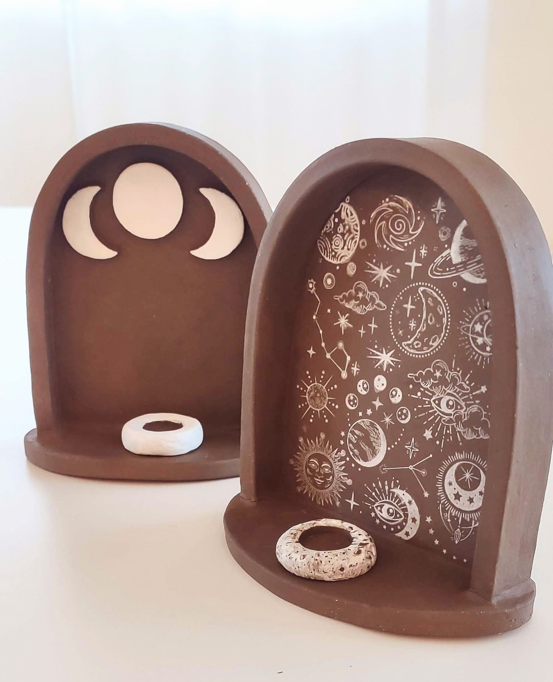 Celestial Altar, Ceramic Wall Altar, Moons and Stars, Chocolate Clay ...