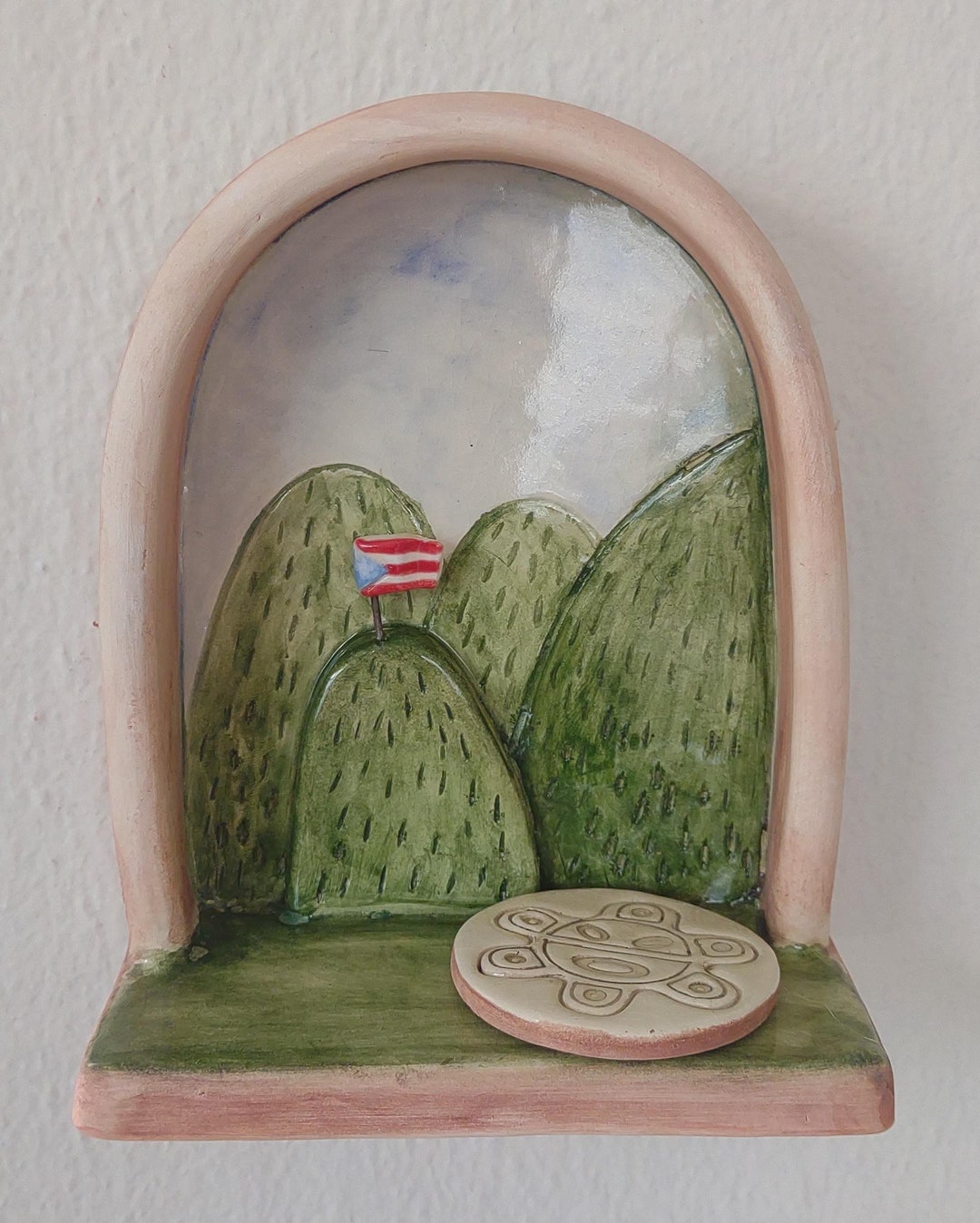 Puerto Rico, Ceramic Altar, Mountain, Puertorican Flag, Taino Sun ...