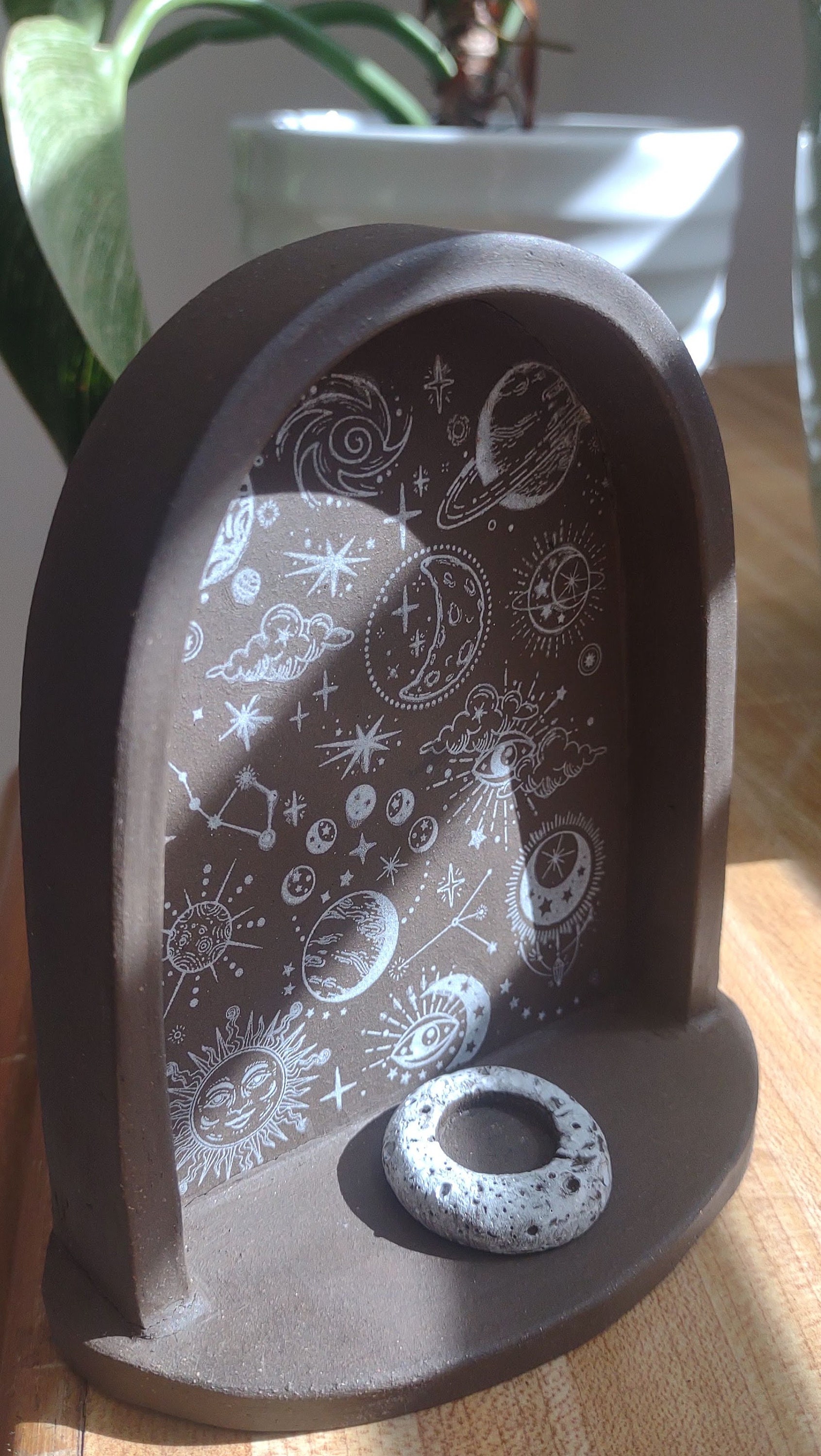 Celestial Altar, Ceramic Wall Altar, Moons and Stars, Chocolate Clay ...