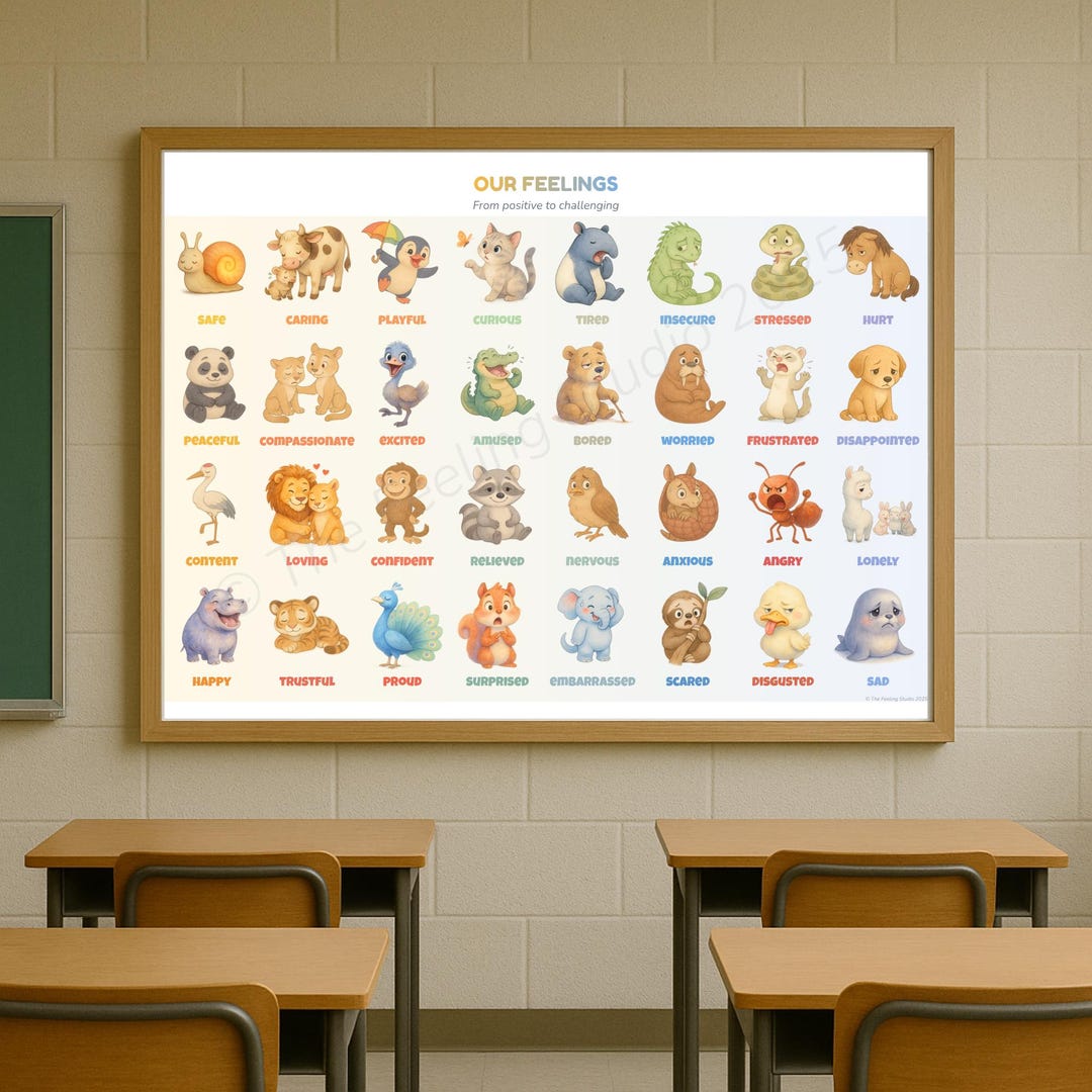 Kids Feelings Poster • Emotional Literacy Chart • Classroom & Therapy ...
