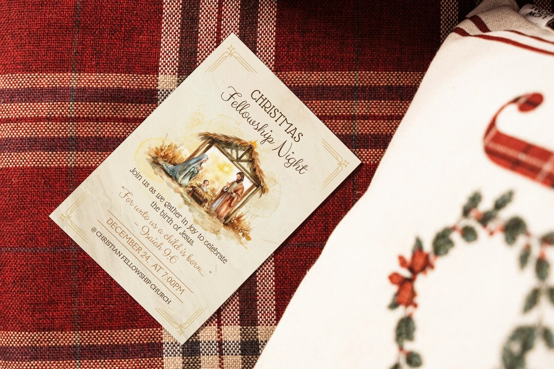 Editable Christian Christmas Party Invitation Template | Religious ...
