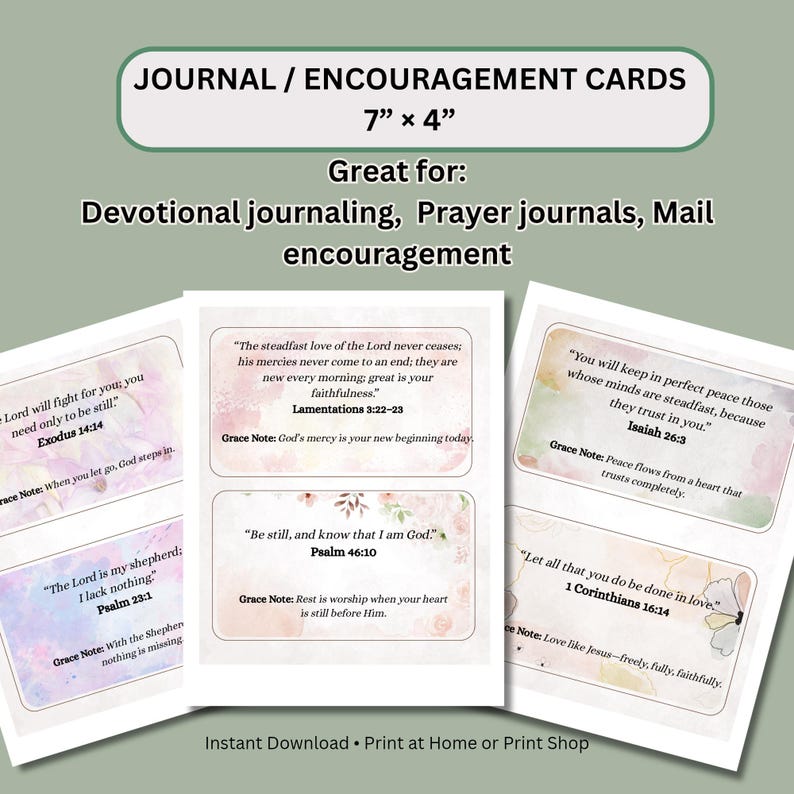 Printable Scripture Cards, Bible Verse Cards, Christian Encouragement ...