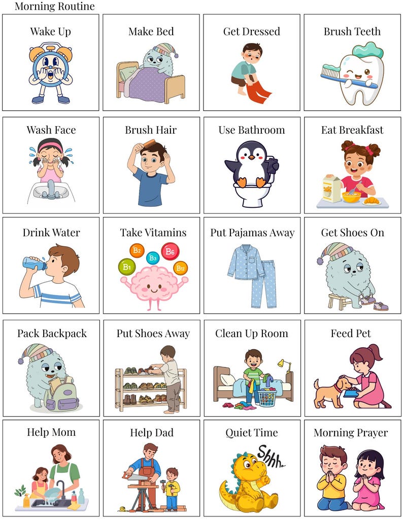 Christian Homeschool Visual Schedule Cards for Kids, 120 Routine Cards ...
