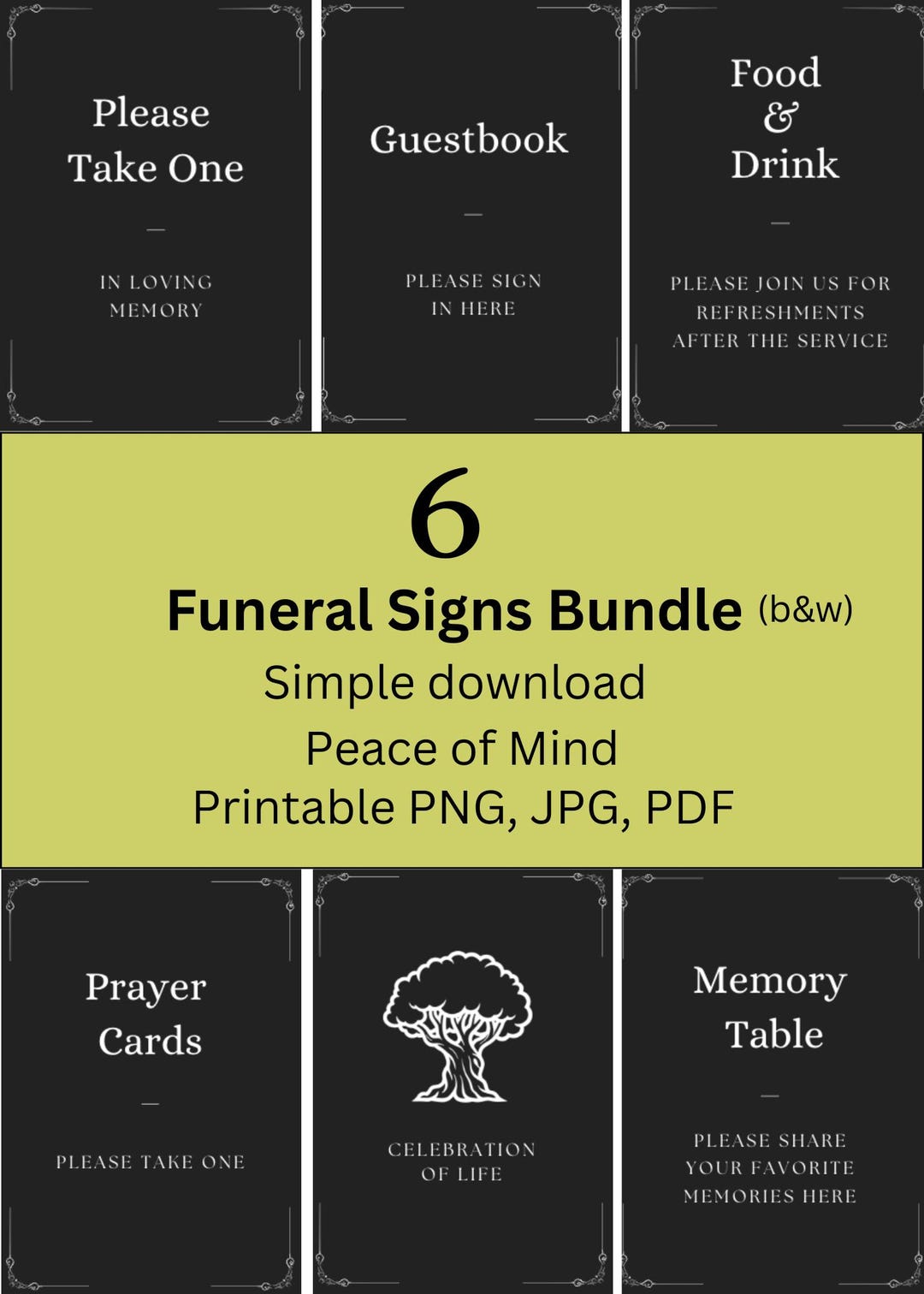 Funeral Signage Bundle - Six (6) 5x7" Signs (portrait & Landscape) - Etsy