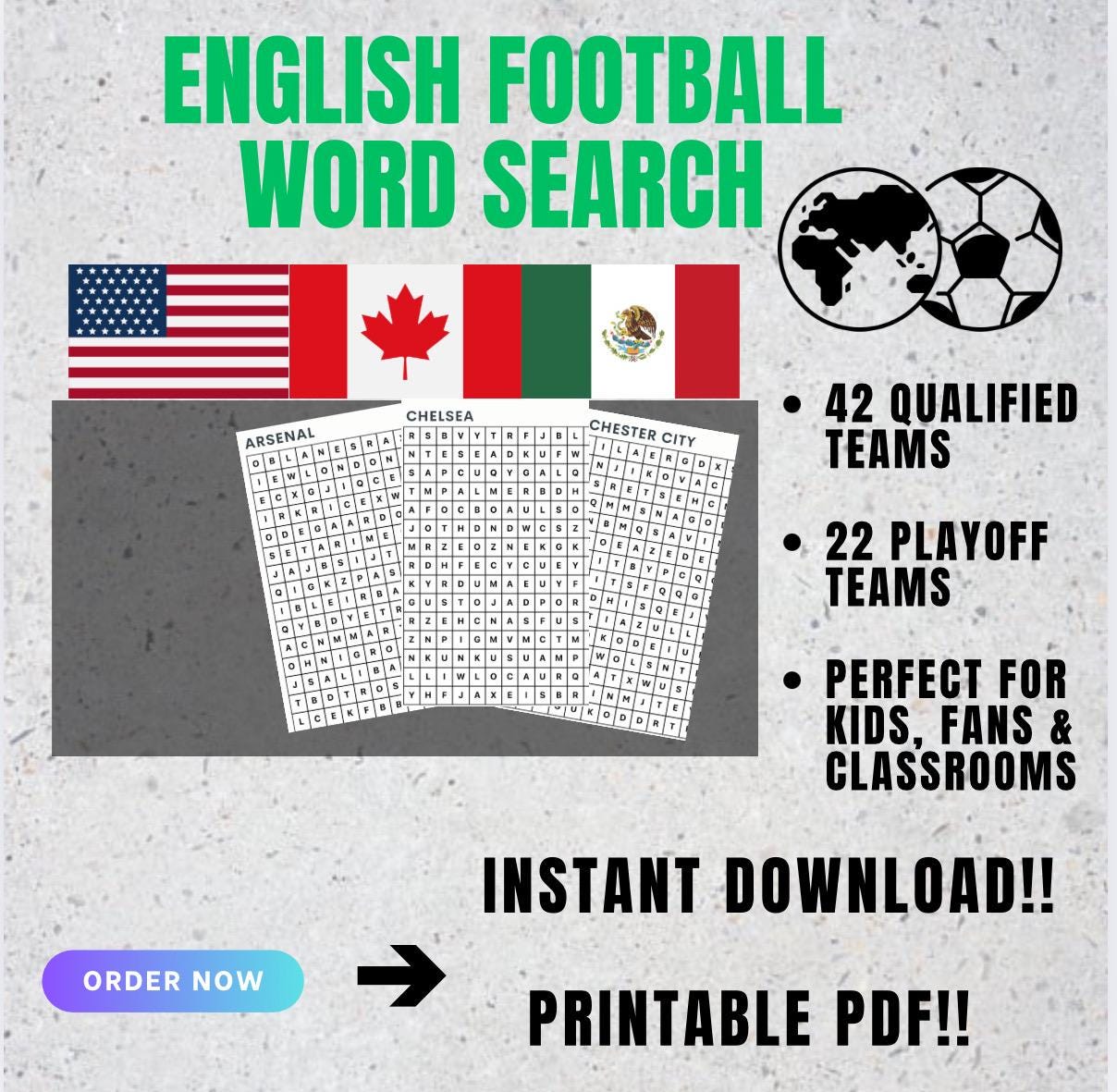 Sopa de letras del Mundial 2026 / Actividad de 64 equipos de fútbol ...