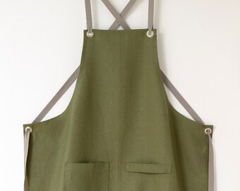 Olive Green Apron - Etsy