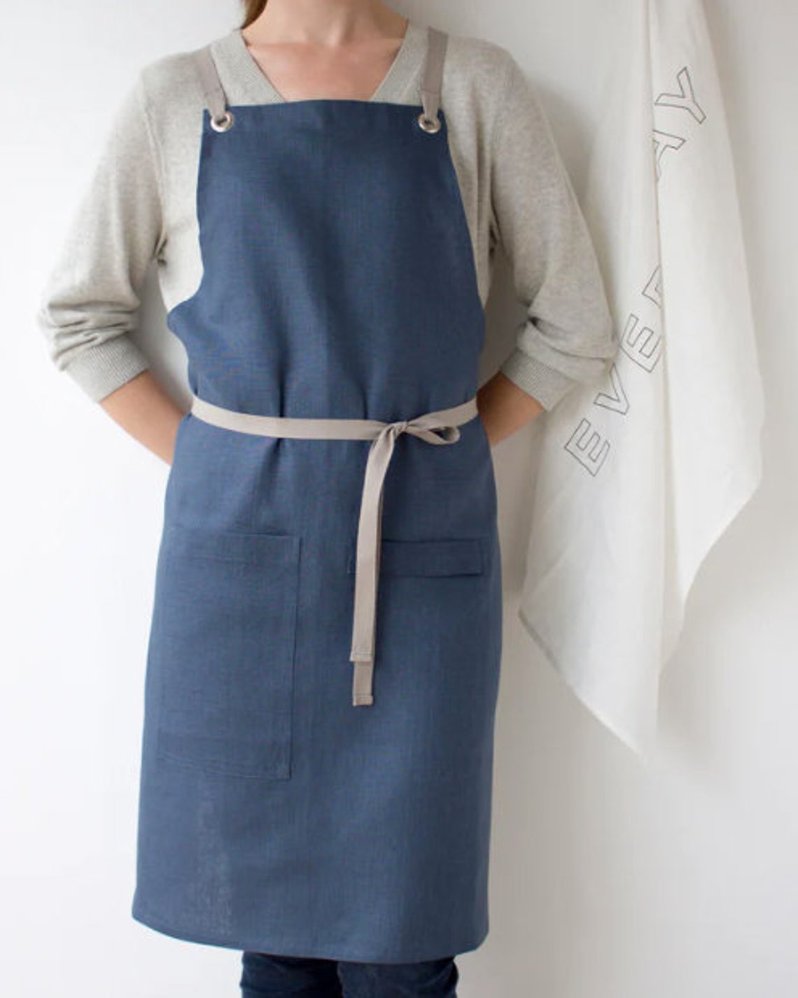 Kitchen Apron Slate Blue - Etsy Portugal