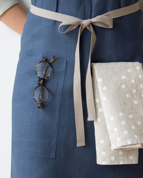 Kitchen Apron Slate Blue - Etsy Portugal