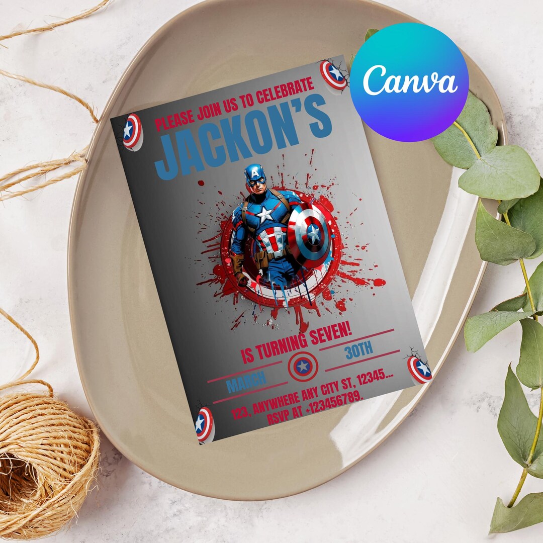 Captain America Birthday Invitation, Avengers Birthday Invitation ...