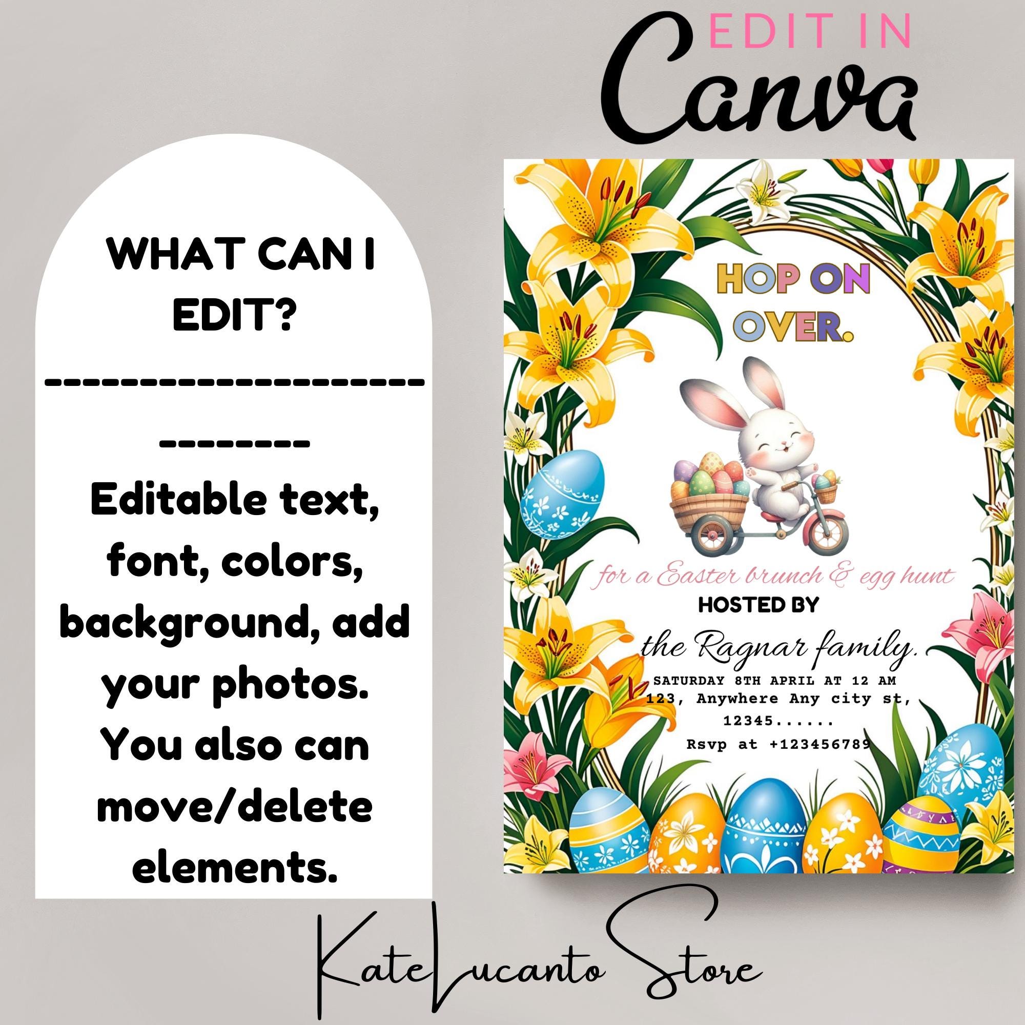 Editable Easter Egg Hunt Flyer Template, Printable Canva Invitation (5 ...