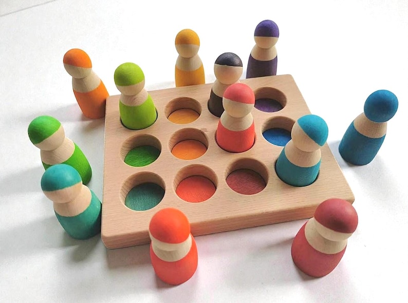Handcrafted Wooden Peg Dolls With Sorting Board| Rainbow Friends ...