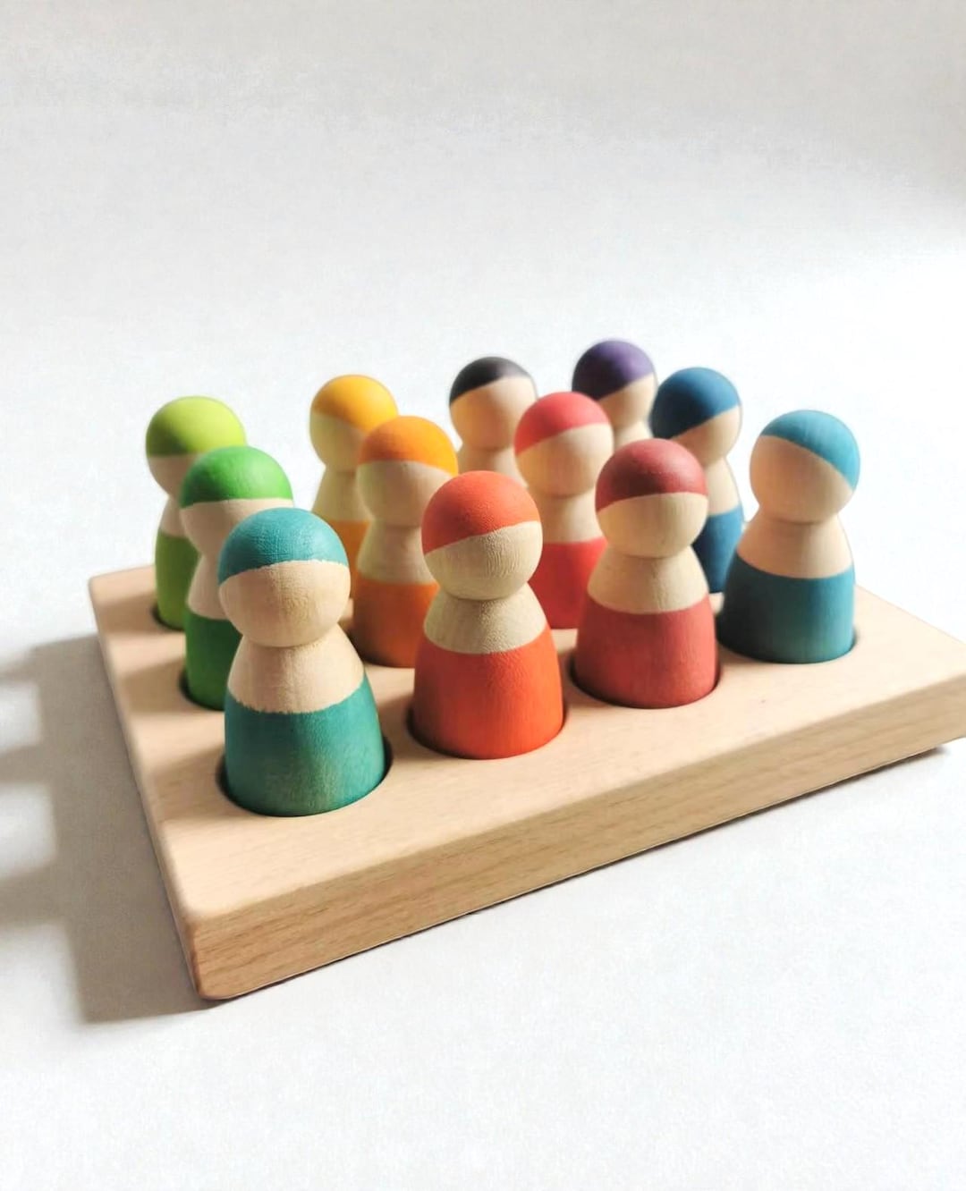 Handcrafted Wooden Peg Dolls With Sorting Board| Rainbow Friends ...