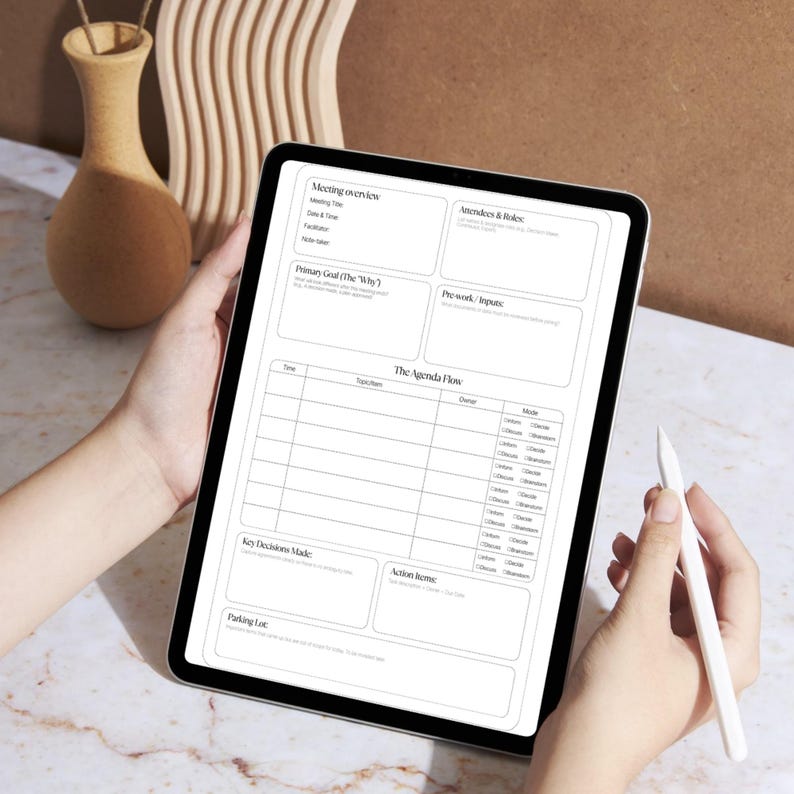 Editable Meeting Agenda Template | Printable Meeting Minutes (canva ...