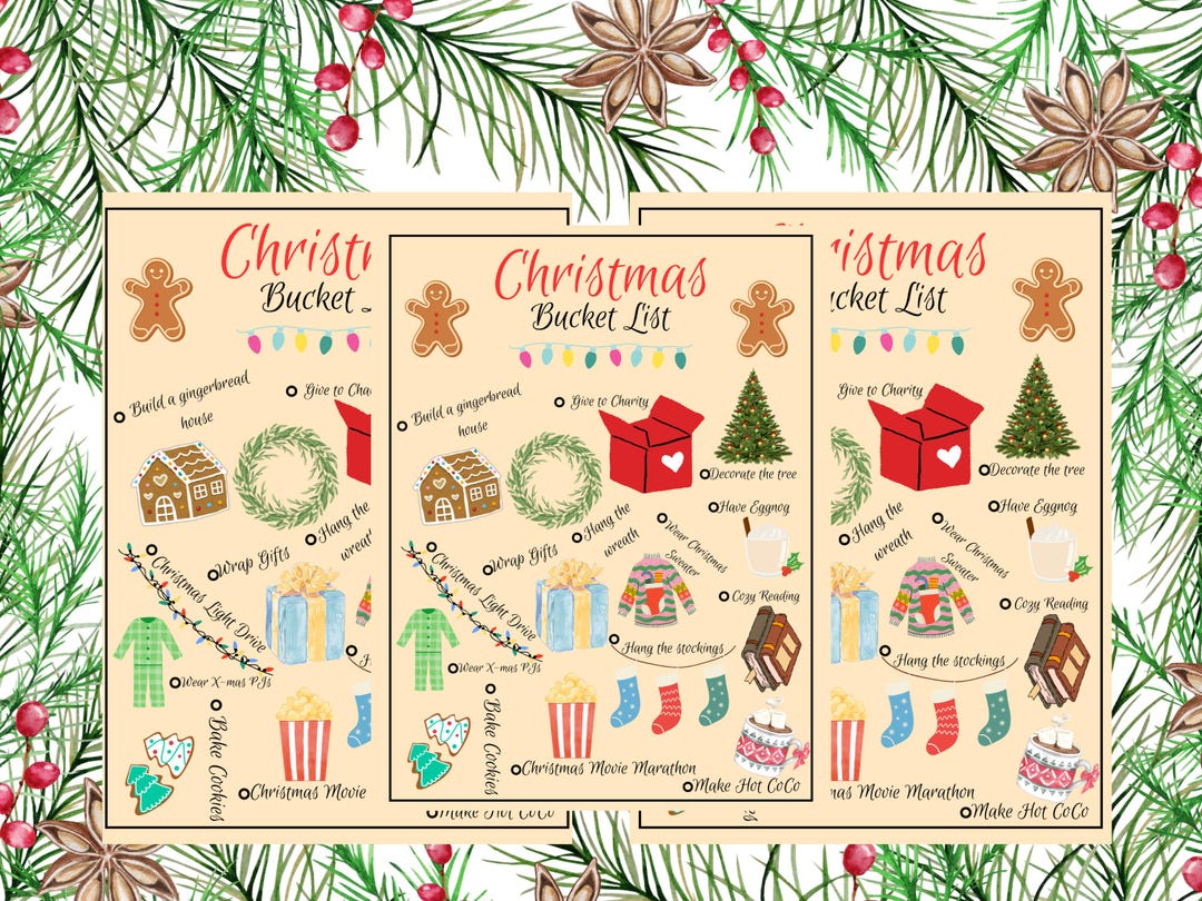 Christmas Bucket List Printable | Holiday Checklist | Kids Christmas ...
