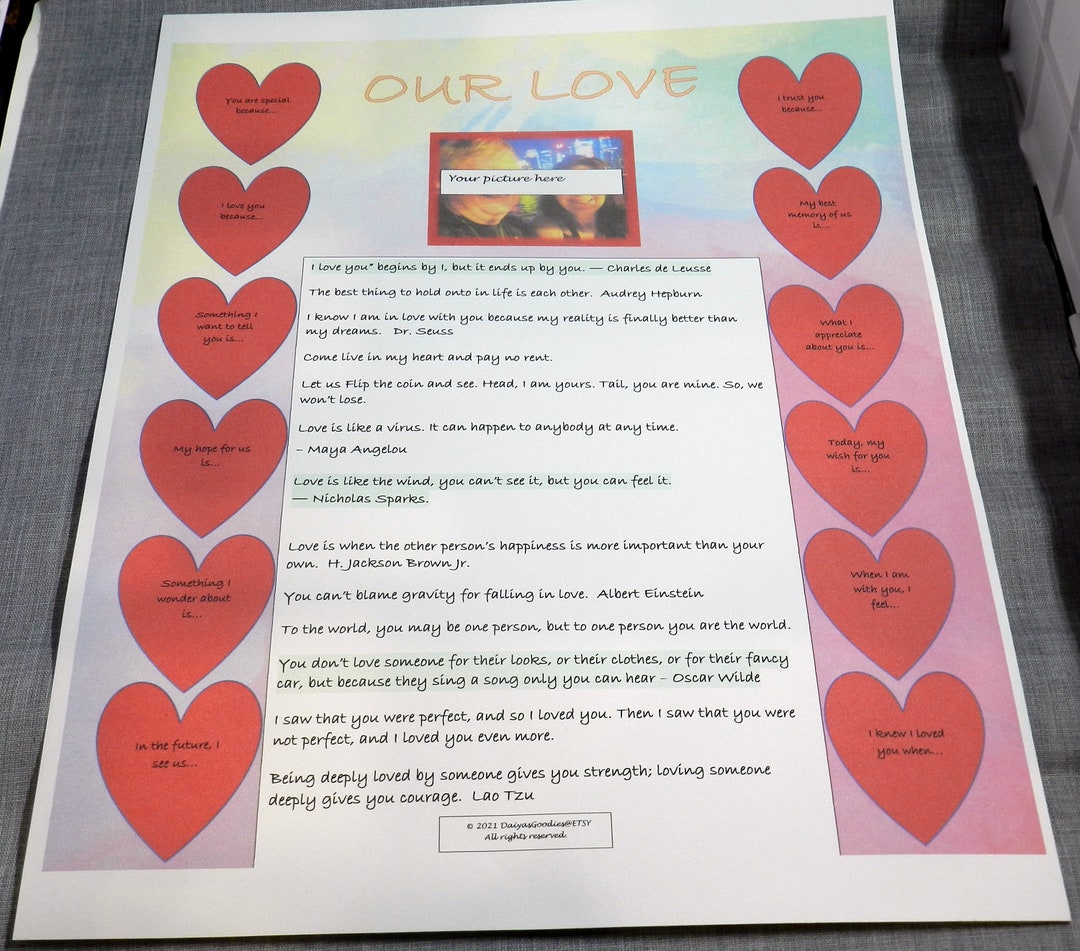 OUR LOVE-A Personalized Poster Celebrating the Nuances of Love. Sharing ...