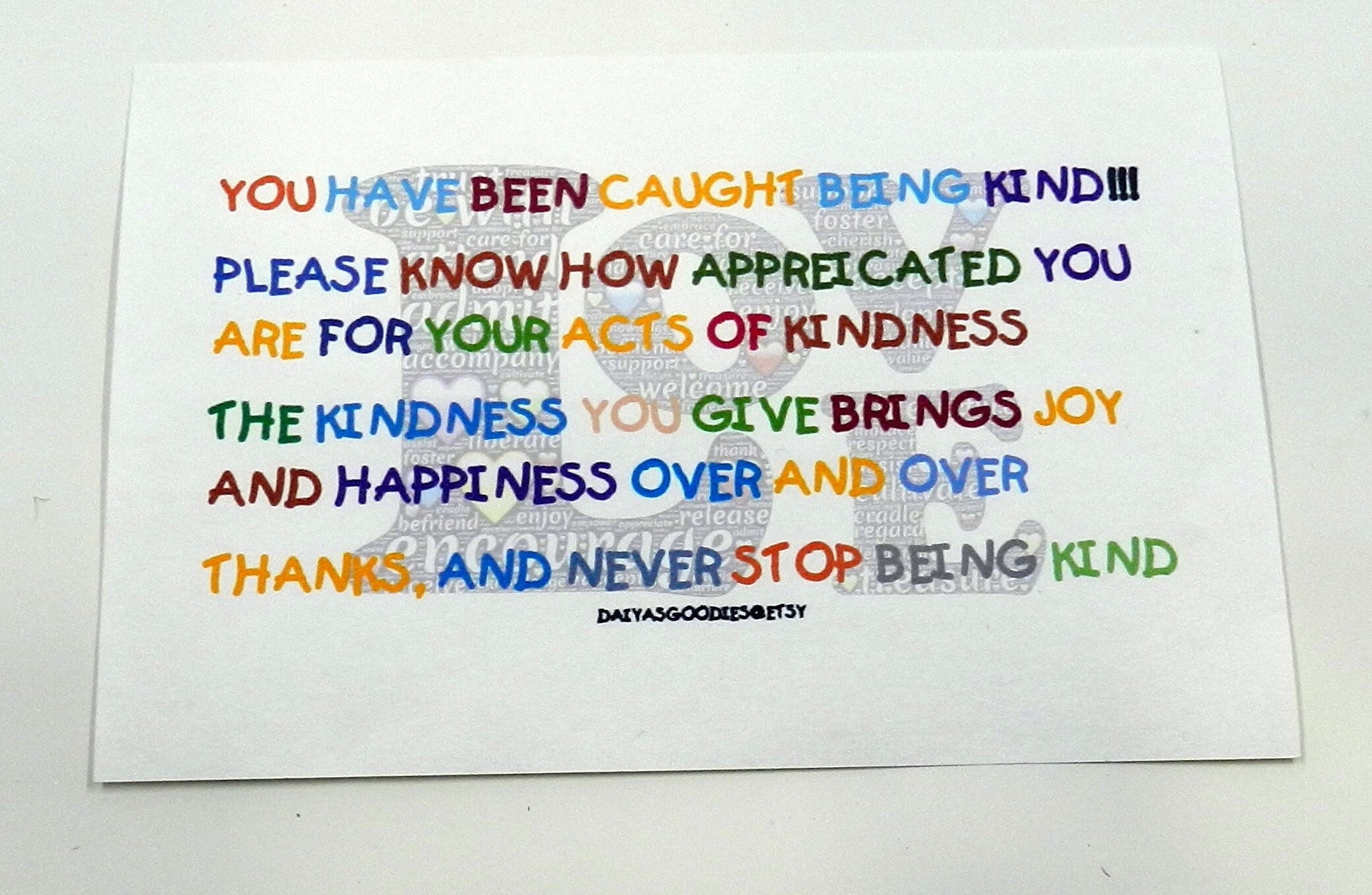 Kindness Awareness and Appreciation Card - Etsy UK