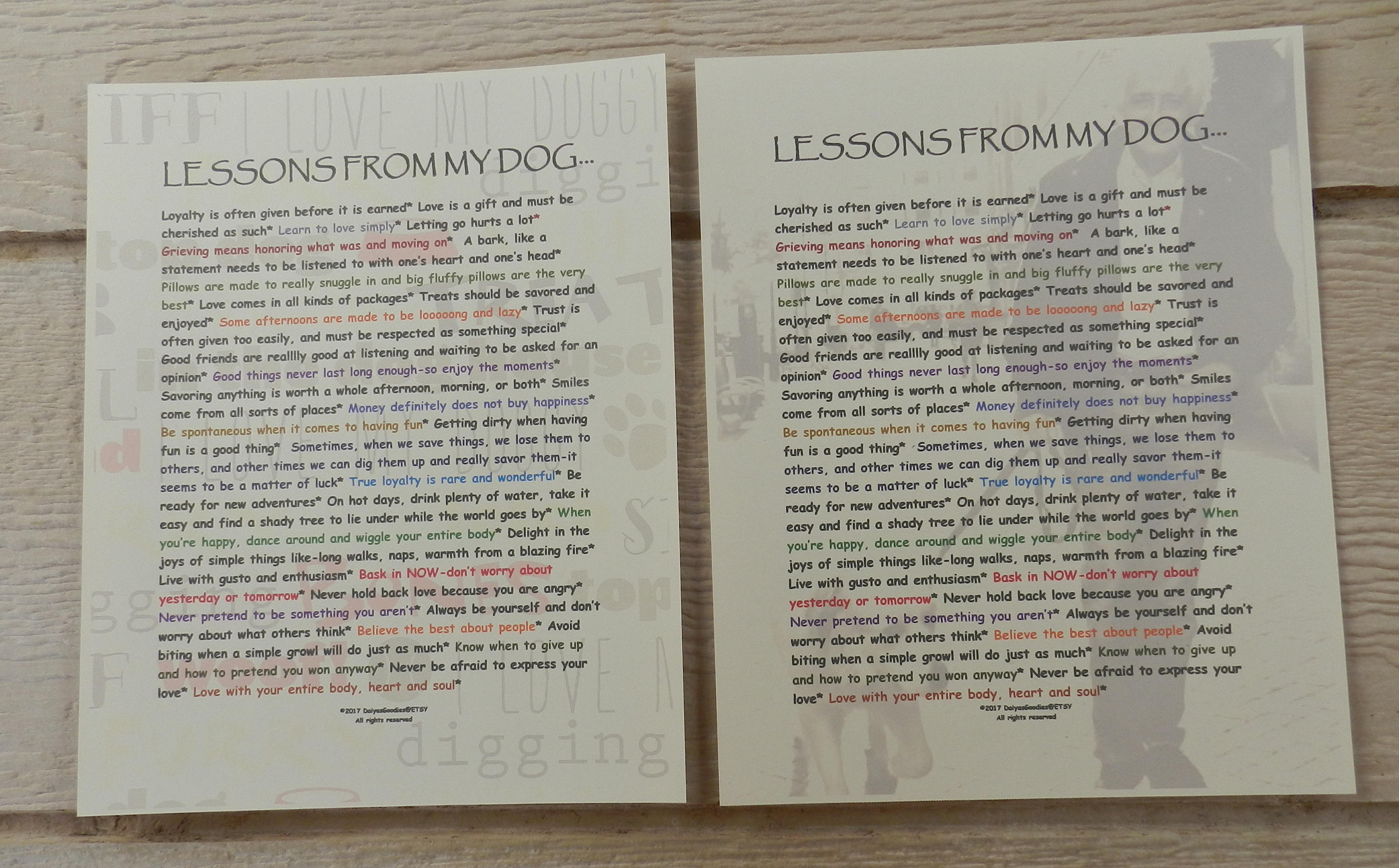 Dog Lovers Gift "lessons Learned From My Dog" a Great Reminder of the ...