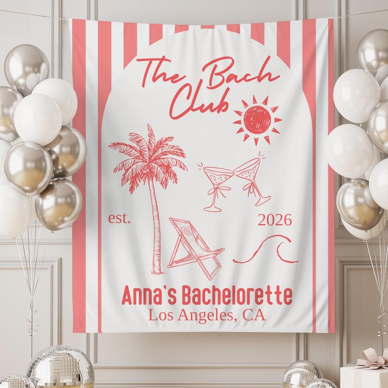 The Bach Club Bachelorette Banner, Personalized Beach Bachelorette ...