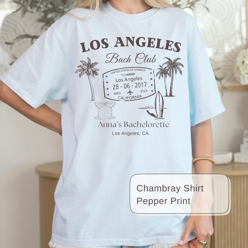 Los Angeles Bachelorette Shirt, Bach Club Party Tee, Personalized LA ...