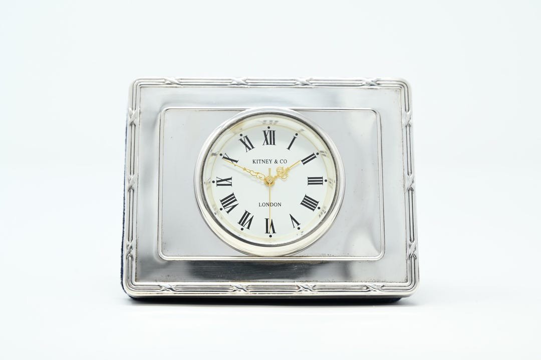 Kitney & Co. Sterling Silver Miniature Desk Clock With Box - Etsy