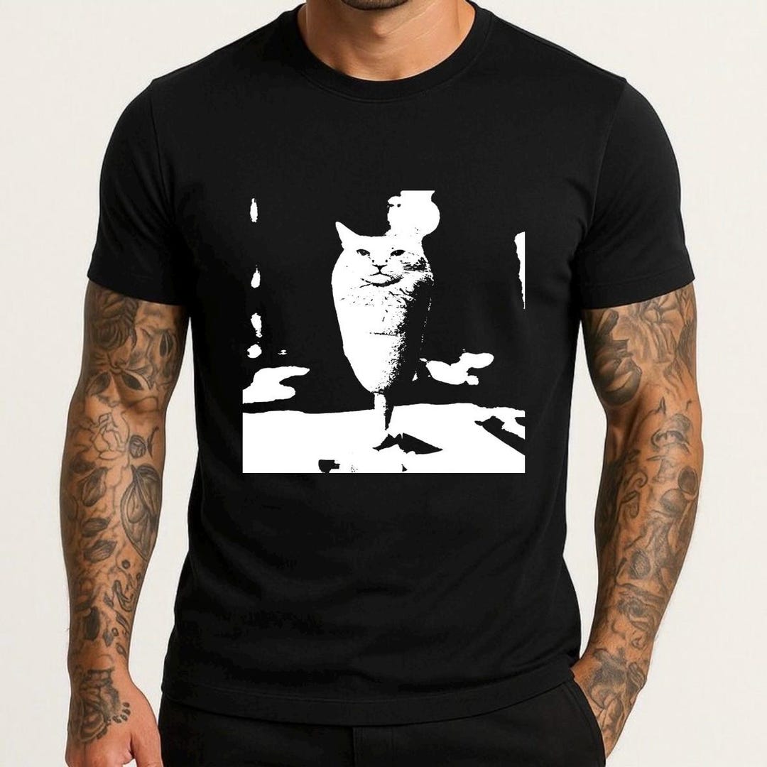 Cat Meme Parody Graphic T-shirt | Minimalist High Contrast Cat Art Tee ...