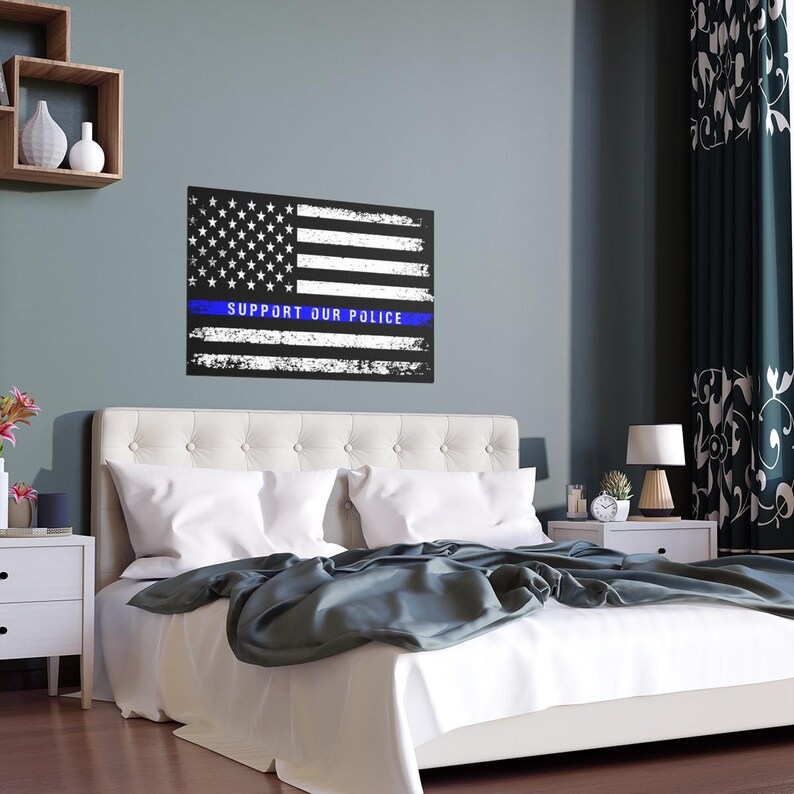 Support Our Police USA Flag First Responder Indoor and Outdoor Silk ...