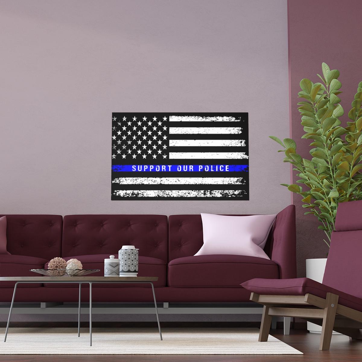 Support Our Police USA Flag First Responder Indoor and Outdoor Silk ...