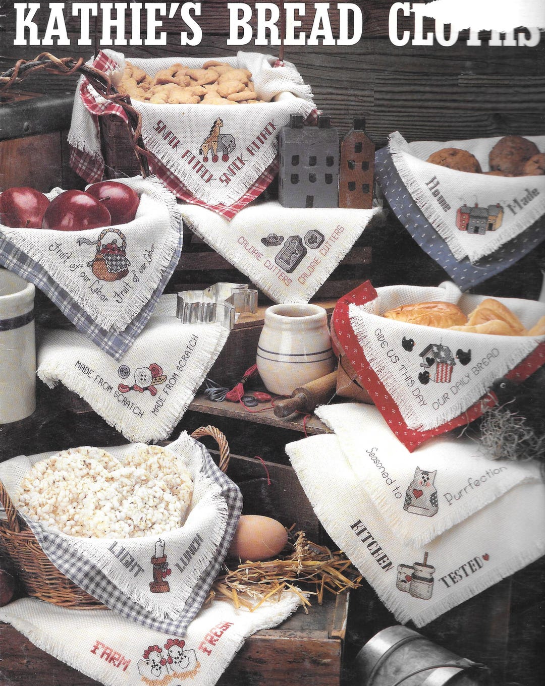 Vintage Cross Stitch Pattern Kathies Bread Cloths , Cross Stitch Cloths ...