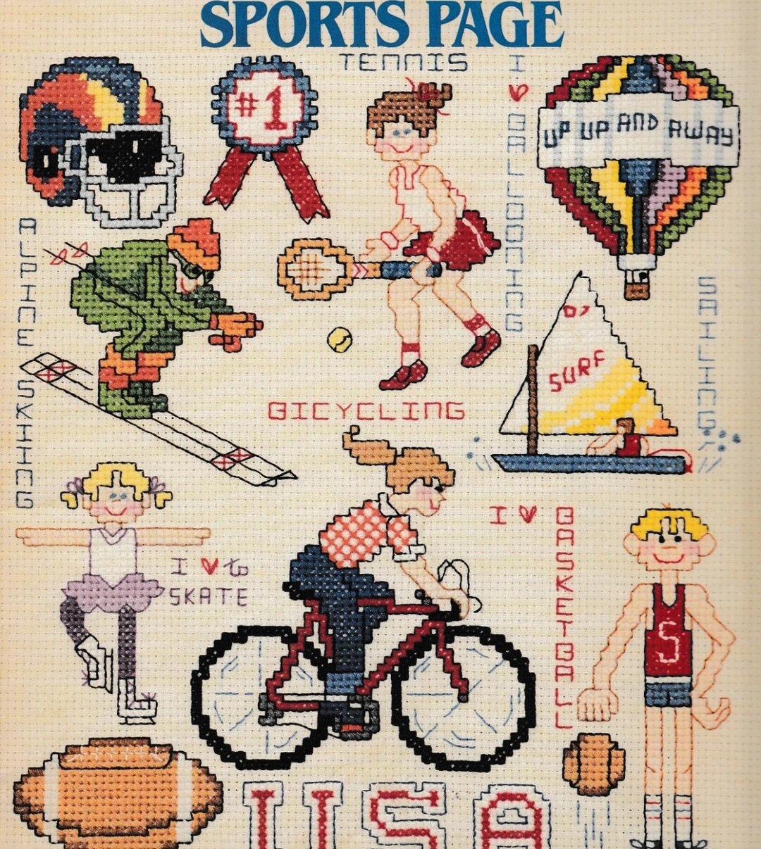 Vintage Cross Stitch Pattern Sports Page, Mini Cross Stitch, PDF ...
