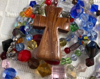 Colored Glass Cross Pendant - Etsy