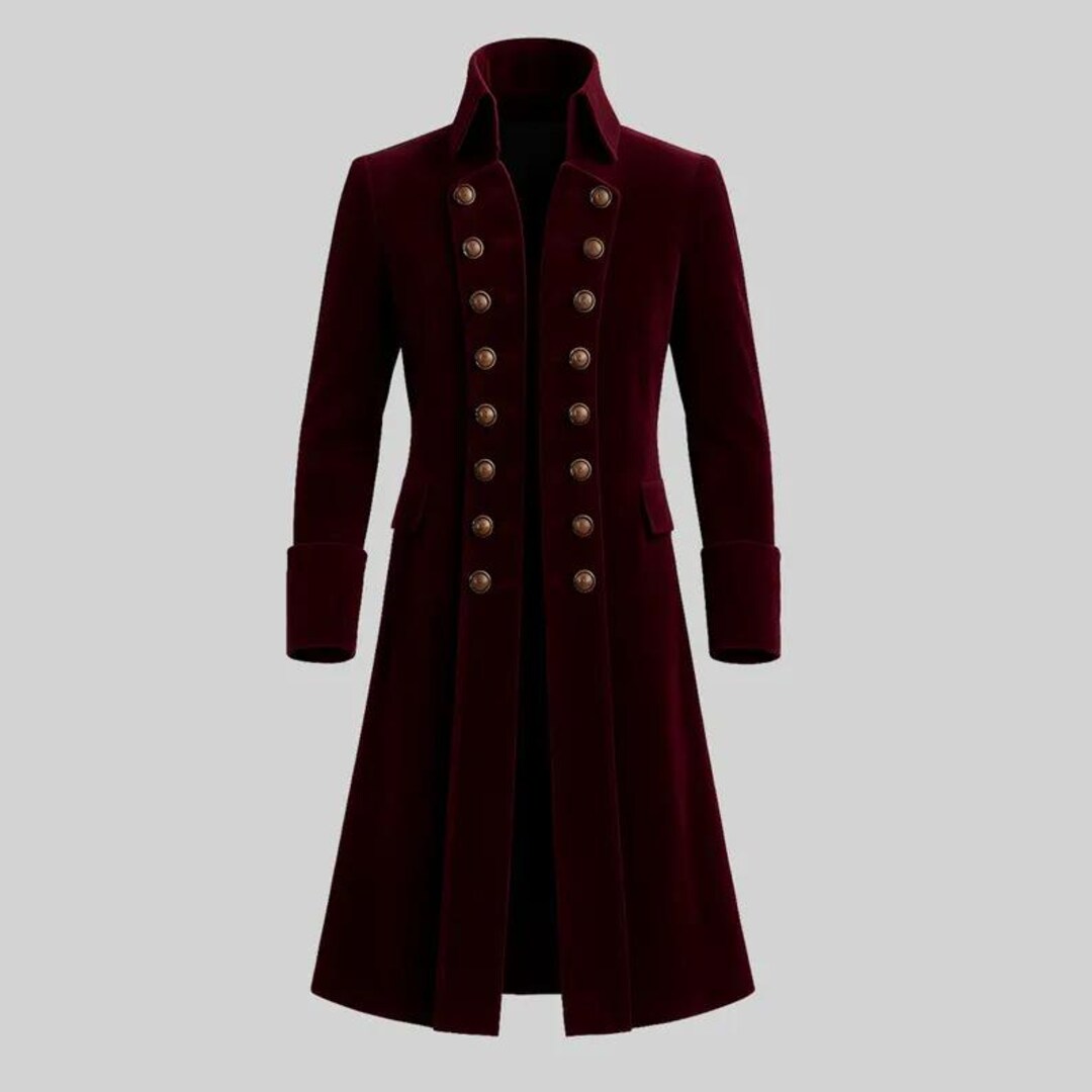 Handmade Burgundy Velvet Gothic Steampunk Coat: Victorian Renaissance ...