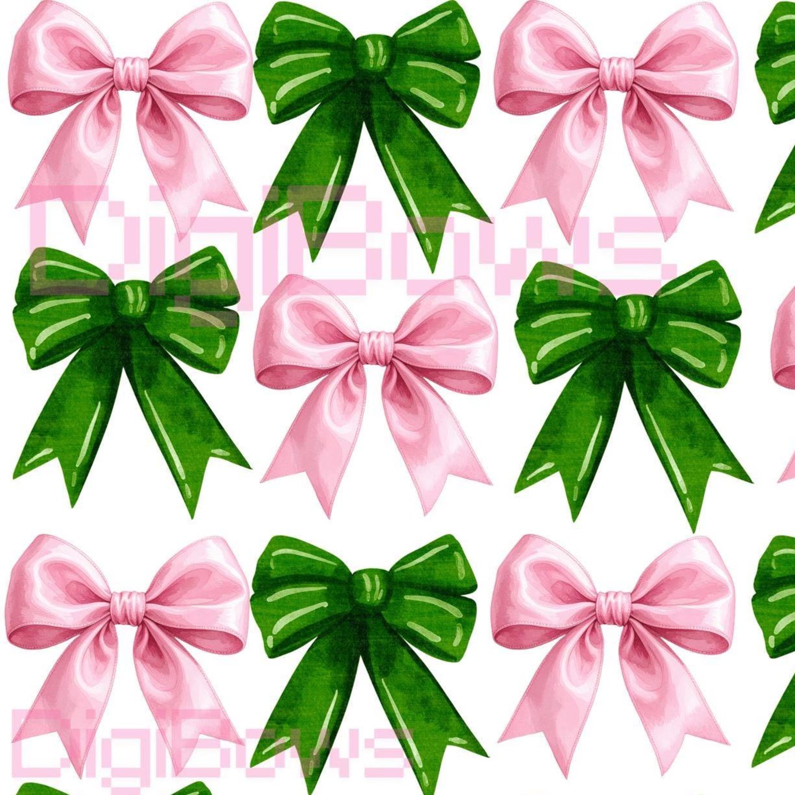Pink and Green Bows Pattern - Etsy
