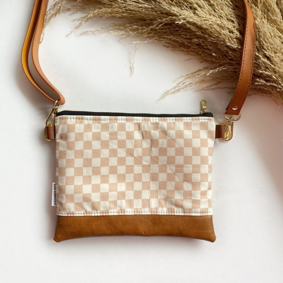 Small Crossbody Bag in Blush Checkers - Etsy