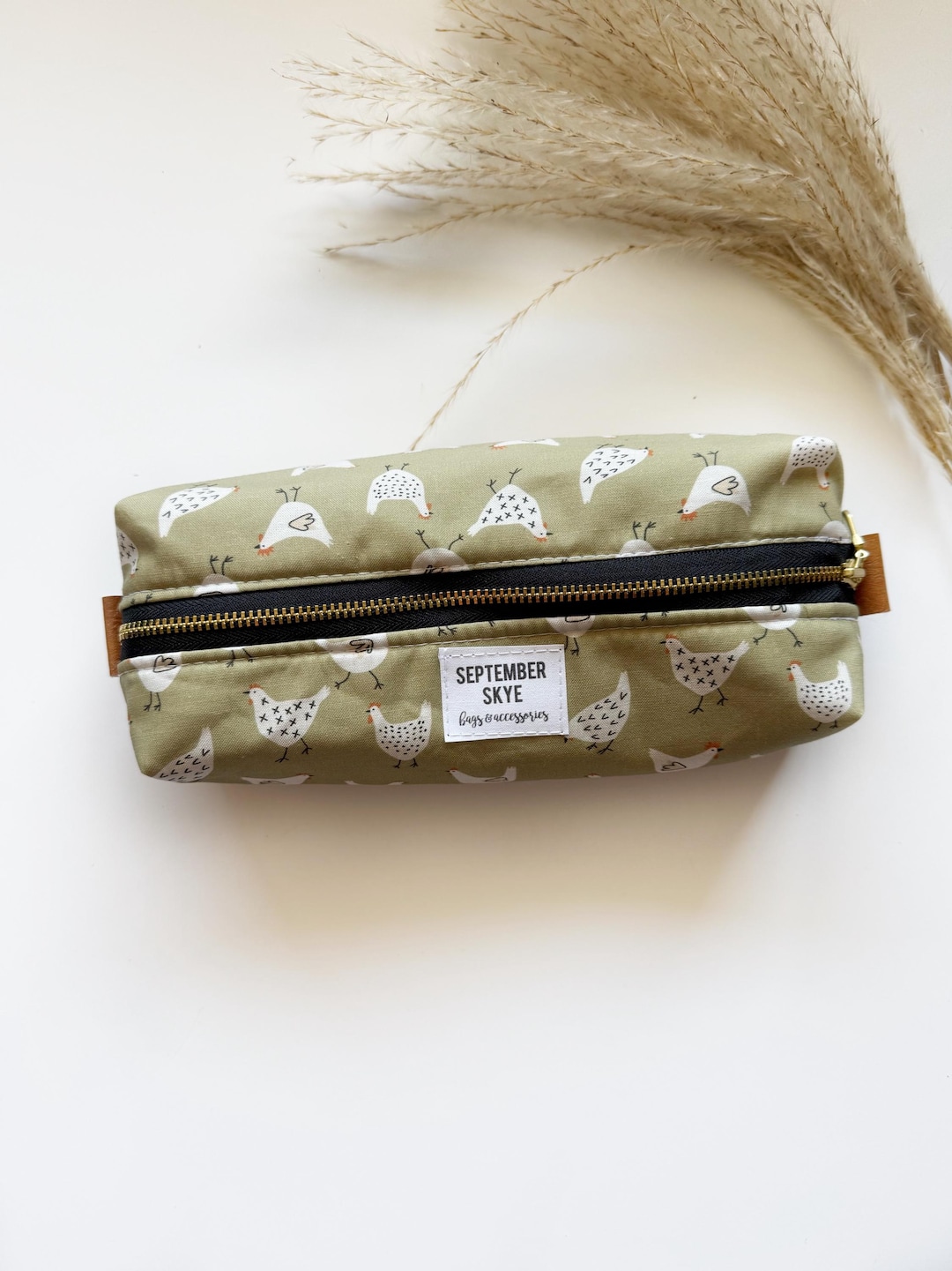 Sage Green Chicken - Boxy Brush Pencil Bag - Makeup Bag - Storage Bag ...