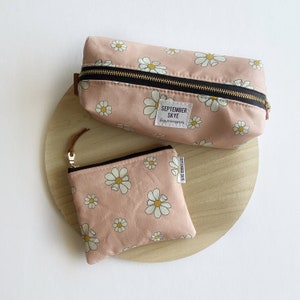 Daisies in Spring Pink Square Mini Pouch - Lipstick Bag - Mini Makeup ...