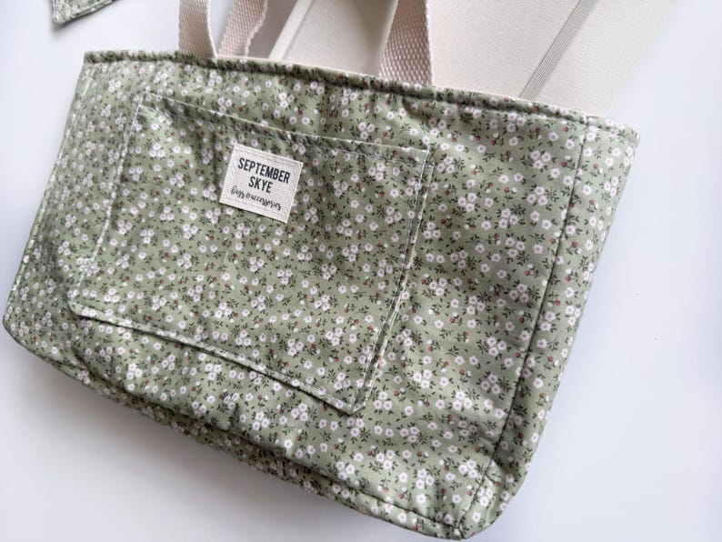 NEW! Bible or Book Bag Tote in Sage Green Disty Floral / Book Cover ...