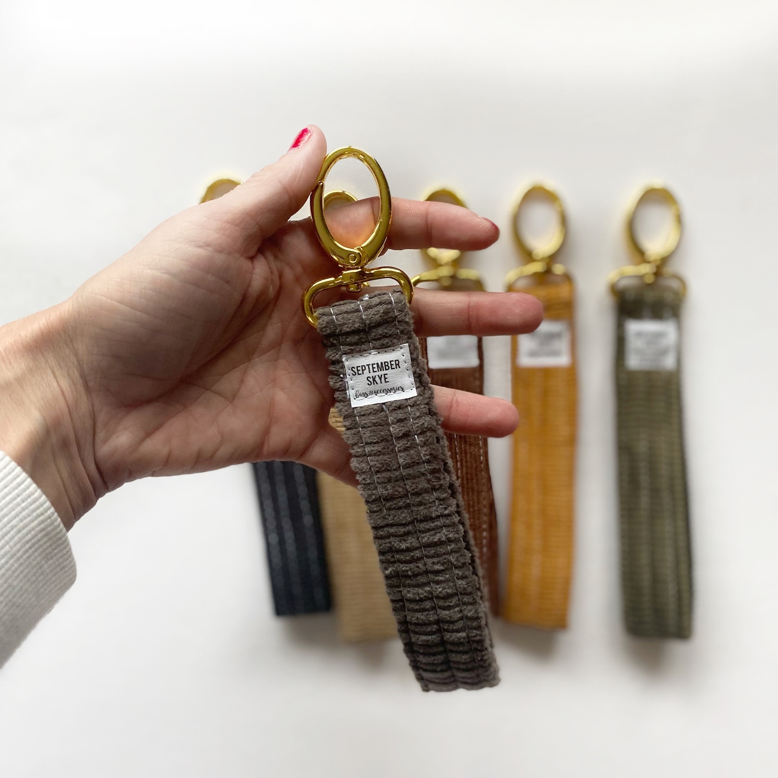 Gold Key Fob in Corduroy Earth Tones - Wristlet Lanyard - New Car Gift ...