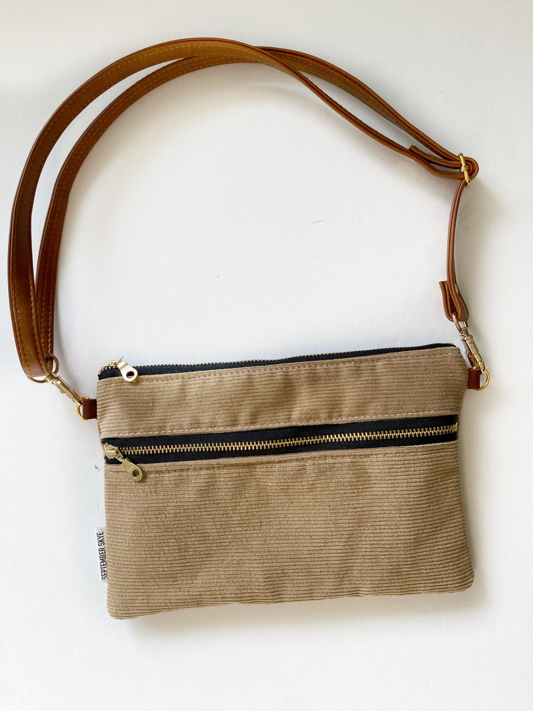 Natural Corduroy Double Zip Belt Bag - Crossbody Bag - Small - Etsy