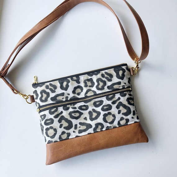 Leopard Print Crossbody Bag With Cork Print Interior - Etsy