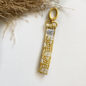 Gold Key Fob in Boho Summer Sunshine - Wristlet Lanyard - New Car Gift ...