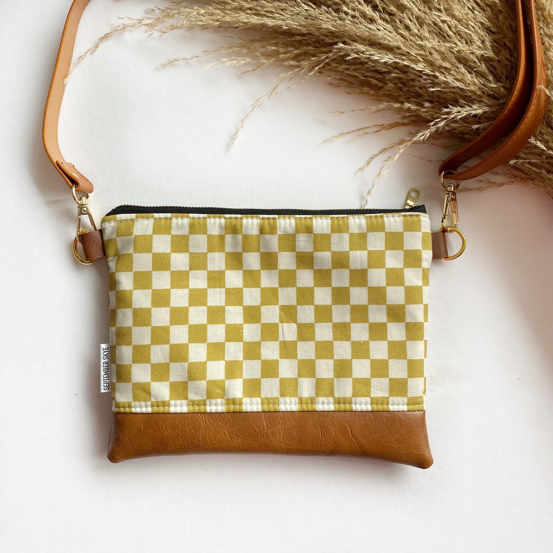 Small Crossbody Bag in Mustard Yellow Checkers - Etsy