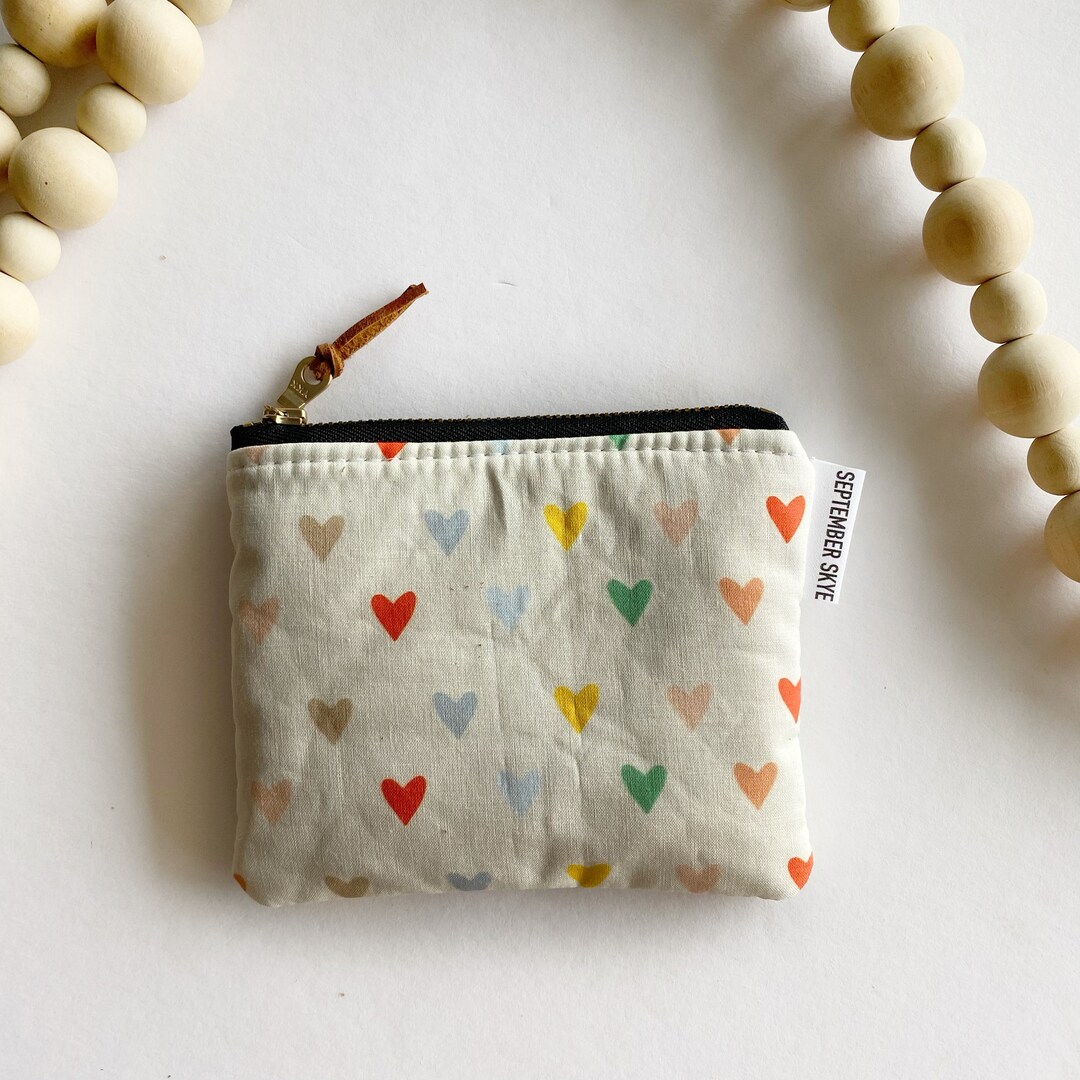 Valentines Rainbow Heart Square Mini Pouch - Gift Basket Filler - Small ...